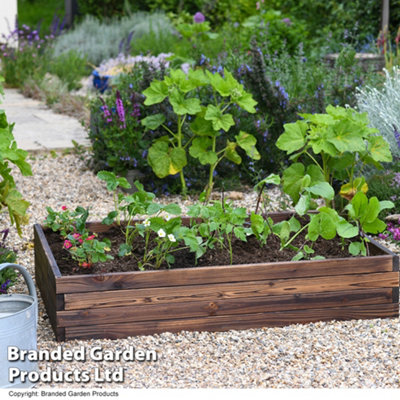 Wooden Raised Garden Planter Treated Fir Wood Outdoor Flower Trough ...