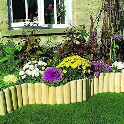 Wooden Roll Picket Log Border Fence 1.8m x 15cm