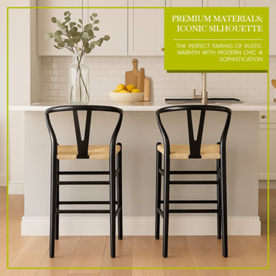 Wooden Scandi Danish Style Bar Stool - Black/Natural