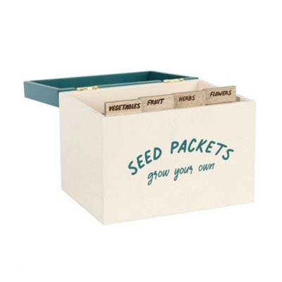 Wooden Seed Packet Storage Box with Dividers