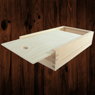 Wooden Shallow Pencil Storage Box with Sliding Lid Crayon Holder Desk ...