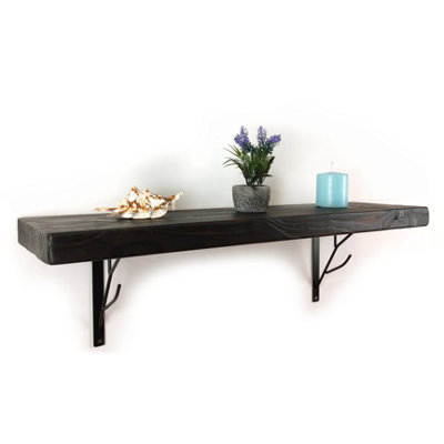 Wooden Shelf with Bracket PP-TREE 225mm Charcoal Length of 60cm | DIY ...