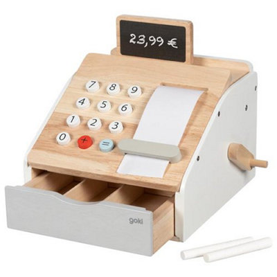 Wooden Shop Cash Register Toy Childrens Interactive Kids Till Playset