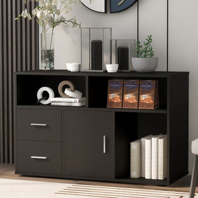 Wooden Sideboard Storage Side Cabinet, Console Table with 2 Drawers and ...