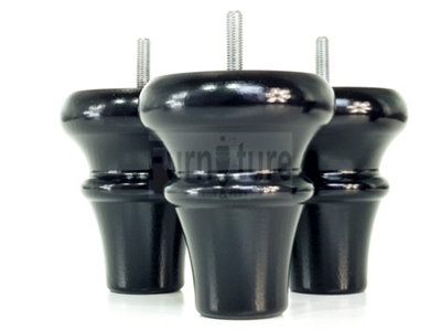 Wooden Sofa Leg Chair Feet 11cm High Black Set of 4 Replacement Turned ...