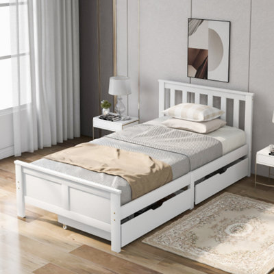 White twin bed with drawers store