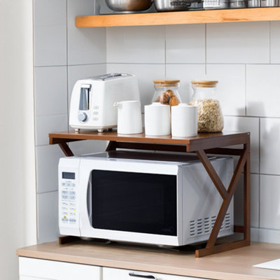 Wooden Spice Racks Kitchen Countertop Storage Rack Microwave Organiser ...