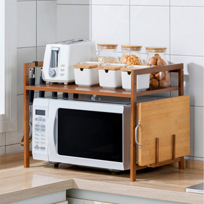 Wooden Spice Racks Kitchen Countertop Storage Rack Microwave Organiser ...