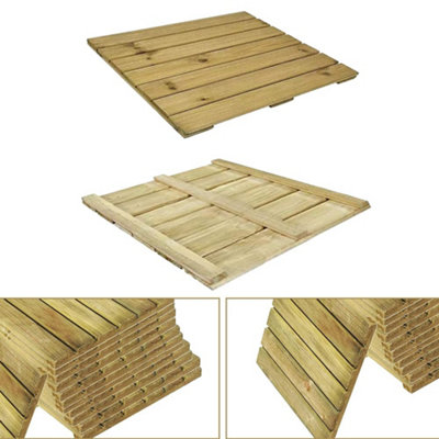 Wooden Square Garden Decking Tiles With A Natural Hardwood Finish ...