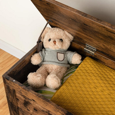Wooden Storage Chest Trunk Bed End Storage Bench Large Capacity Toy Chests with Lid Blanket Box