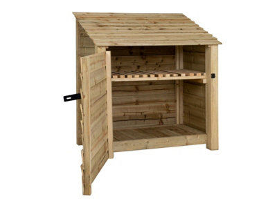 Wooden tool store, garden storage with shelf W-119cm, H-126, D-88cm ...