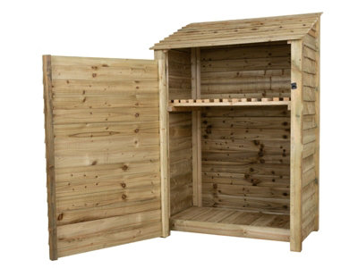 Wooden tool store, garden storage with shelf W-119cm, H-180cm, D-88cm ...