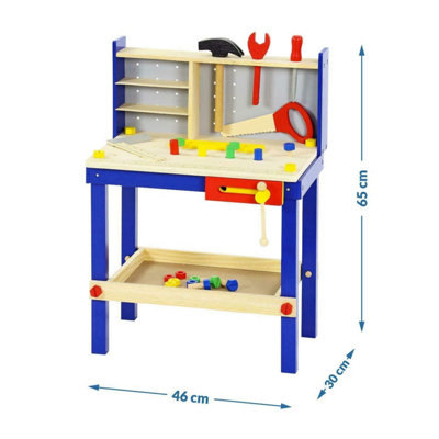 Wooden Toy Work Station with Tools and 34 Building Pieces, Colorful ...
