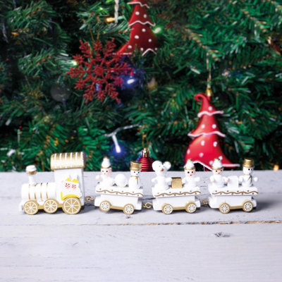 Wooden Train Set Christmas Decoration with 3 Detachable Carriages ...