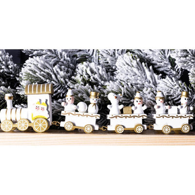 Wooden Train Set Christmas Decoration with 3 Detachable Carriages ...