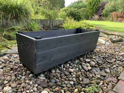 Wooden Trough Black Planter Garden Extra Deep Vegetable Extra Large Tub ...