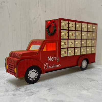 Wooden Truck Advent Calendar with LED Lights