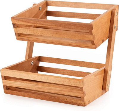 Wooden Two-Tier Vegetable Basket and Fruit Storage Rack - A ...