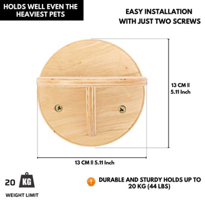 Wooden Wall Mounted Cat Steps Set Of 4 Natural Round Post Steps ...