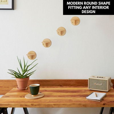 Wooden Wall Mounted Cat Steps Set Of 4 Natural Round Post Steps ...