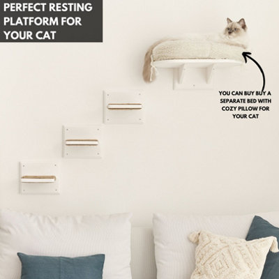 Wooden Wall Mounted Cat Steps Set Of 4 White Square Post Steps With ...