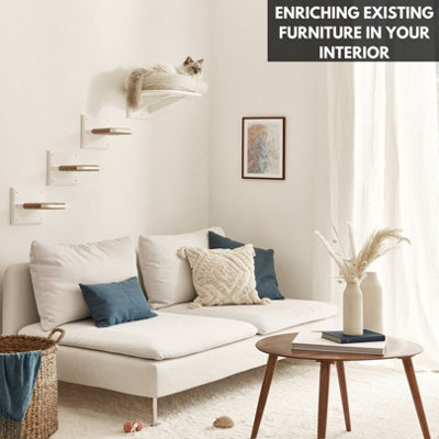 Wooden Wall Mounted Cat Steps Set Of 4 White Square Post Steps With ...