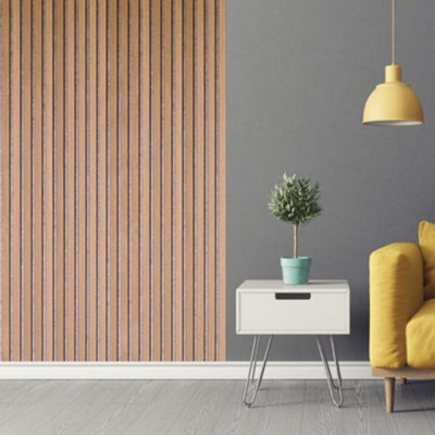 Wooden Wall Panelling 21mm x 600mm x 2400mm - Ljubljana - Grey Felt ...