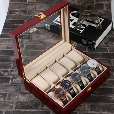 Wooden Watch Display Storage Box Jewelry Collection Organizer Case with ...