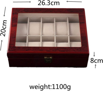 Wooden Watch Display Storage Box Jewelry Collection Organizer Case with ...
