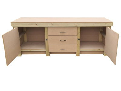 Wooden work bench with drawers and double lockable cupboard (V.8) (H ...