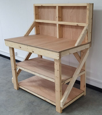 Wooden workbench 18mm eucalyptus hardwood top , kiln-dry work station ...