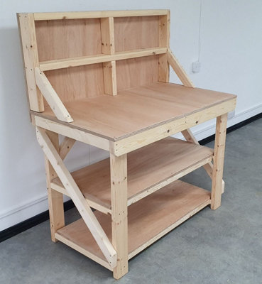 Wooden workbench 18mm eucalyptus hardwood top , kiln-dry work station ...