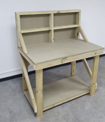 Wooden workbench 18mm uniMDF Moisture resistant top (H-90cm, D-70cm, L ...