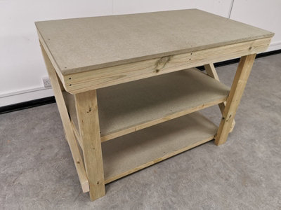 Wooden workbench 18mm uniMDF Moisture resistant top (H-90cm, D-70cm, L ...