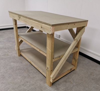 Wooden workbench 18mm uniMDF Moisture resistant top (H-90cm, D-70cm, L ...