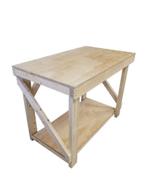 Wooden workbench, superior strength 18mm plywood top (H-90cm, D-70cm, L ...