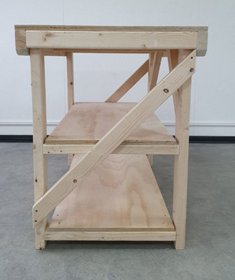 Wooden workbench, superior strength 18mm plywood top (H-90cm, D-70cm, L ...