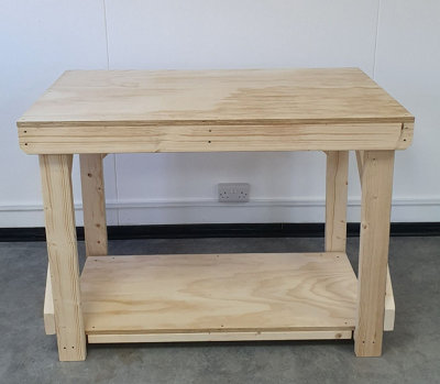 Wooden workbench, superior strength 18mm plywood top (H-90cm, D-70cm, L ...
