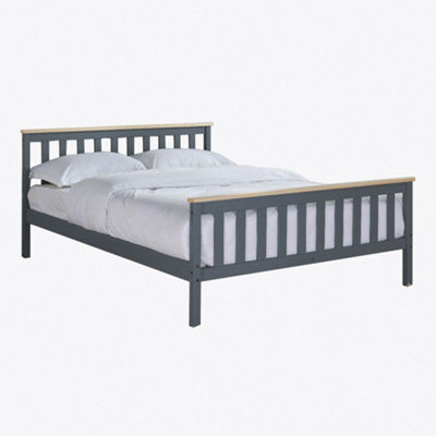 Woodford Double Grey and Oak Finish Wooden Bed Shaker Style Headboard ...
