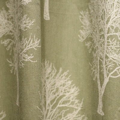 Woodland Trees Motif 100% Cotton Ready to Hang Eyelet Curtains