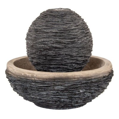Woodlodge Water Studio Ocean Water Feature Sphere Mains Power with LED ...