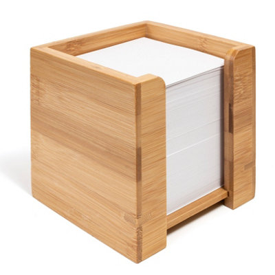 Woodluv Bamboo Cube Note Pad Dispenser / Holder with Square Paper Memo ...