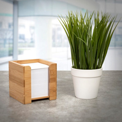 Woodluv Bamboo Cube Note Pad Dispenser / Holder with Square Paper Memo ...