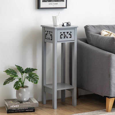 Woodluv Bedside Table, Side Table, Tall Telephone Table, Drawer Storage ...