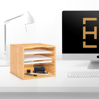 Woodluv Desk Organiser Paper Tray, wooden desk file organiser a4 paper ...