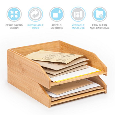 Woodluv Letter Tray Desk Organiser, Document Tray, Document Storage A4 ...