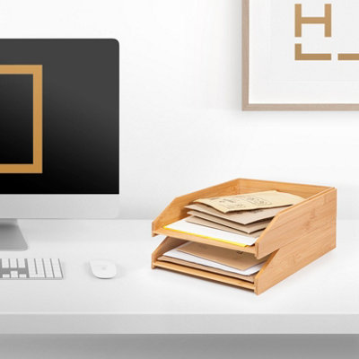 Woodluv Letter Tray Desk Organiser, Document Tray, Document Storage A4 ...