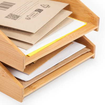 Woodluv Letter Tray Desk Organiser, Document Tray, Document Storage A4 ...