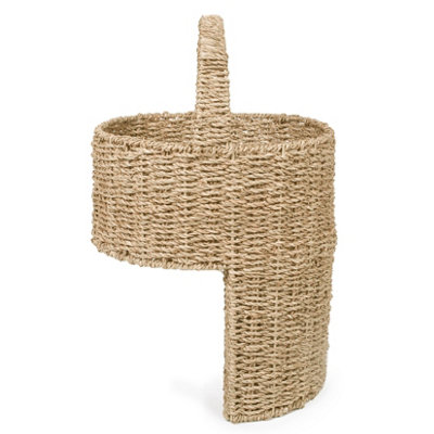 Woodluv Seagrass Stair Basket/Step Storage Basket with Handle, Large ...