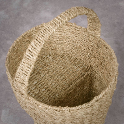 Woodluv Seagrass Stair Basket/Step Storage Basket with Handle, Large ...